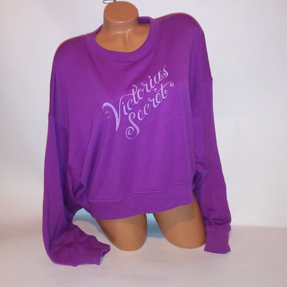 Victoria's Secret | Tops | Victoria Secret Sweater Pullover Purple Logo ...